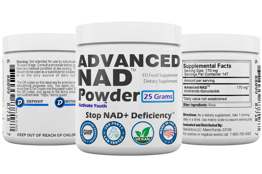 Advanced NAD Supplement Powder- 25 Gram Jar NAD+ Precursor for Cellular ...